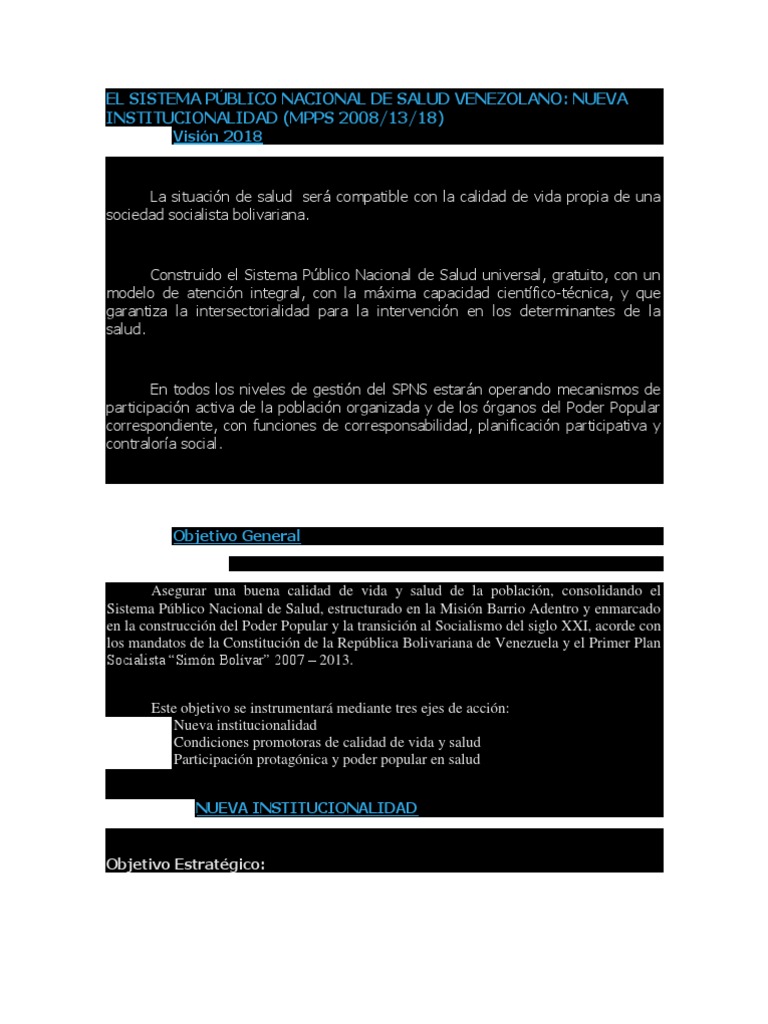 El Sistema Público Nacional De Salud Venezolano Pdf Médico General 3416