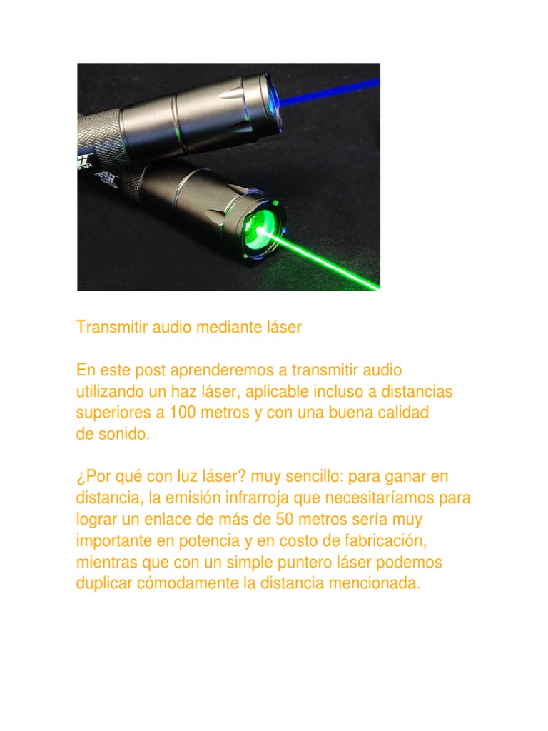 Transmisión de audio por láser | PDF | Auriculares | Transmisor