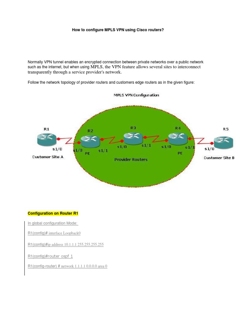 How To Configure MPLS VPN Using Cisco Routers | PDF | Virtual Private Network | Multiprotocol ...