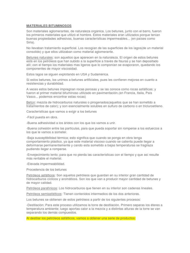 Materiales Bituminosos | PDF | Hidrocarburos | Asfalto