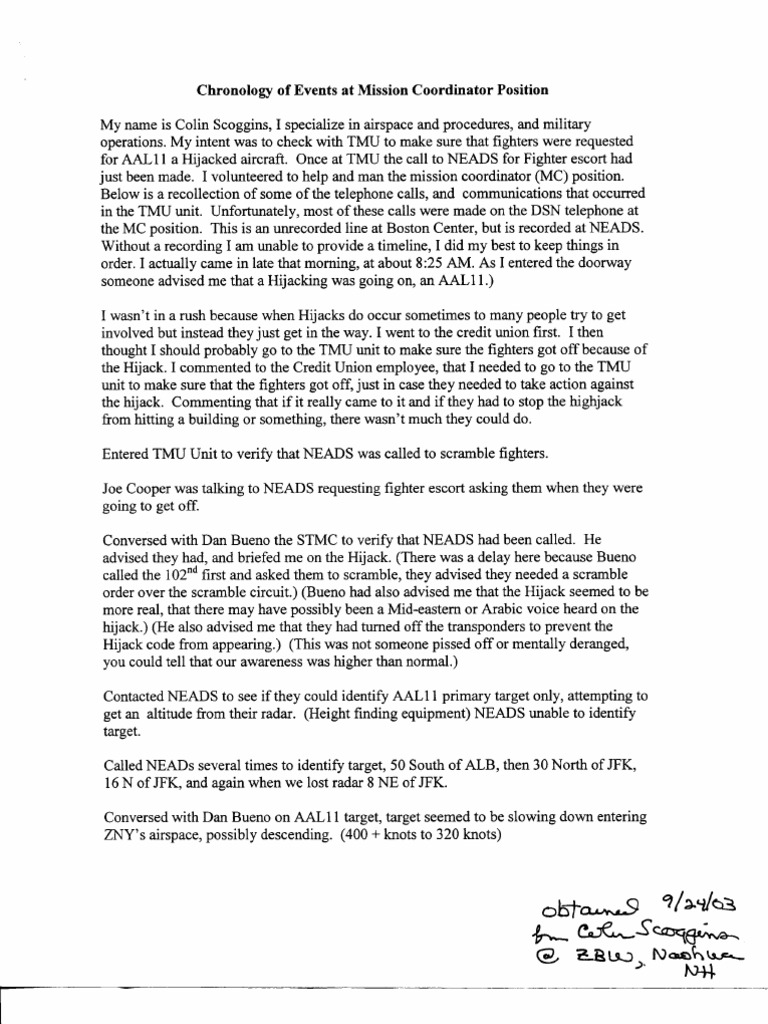 T8 B3 Boston Center Colin Scoggins FDR - Chronology of Events and FAA ...