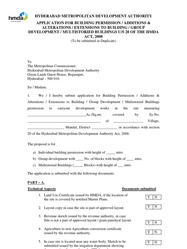 HMDA Building Application form hyderabad India | Deed | Notary Public
