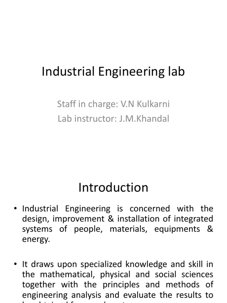 Industrial Engineering Lab Overview | PDF | Industrial Engineering ...