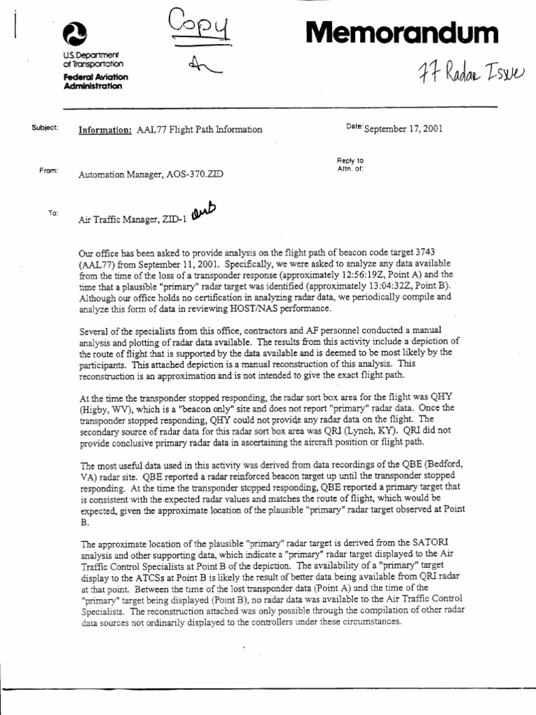 AAL77 Flight Path Analysis Report | PDF | Transponder (Aeronautics ...