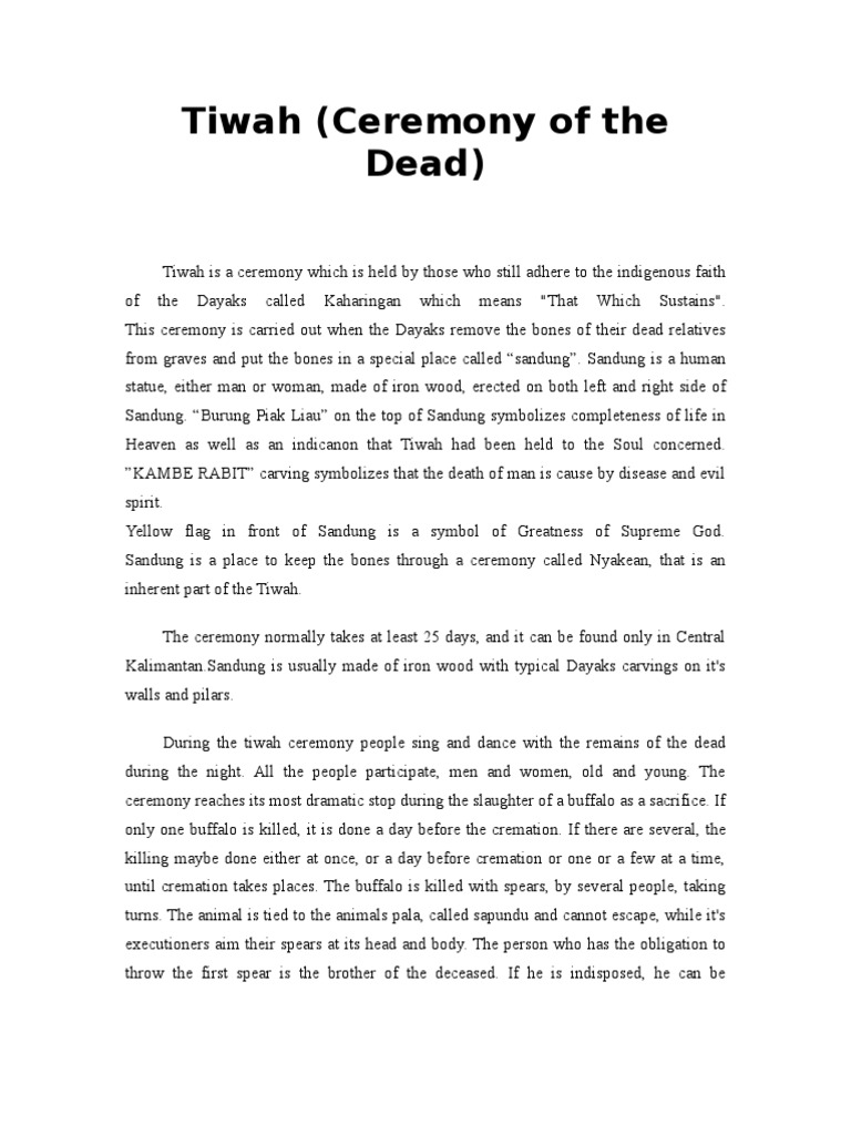 Tiwah Ceremony: Dayak Rituals Explained | PDF | Rituals | Traditions