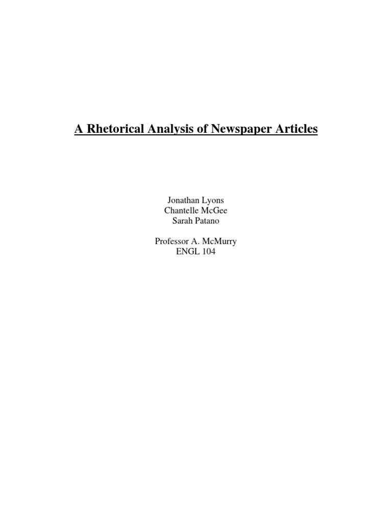 A Rhetorical Analysis of Newspaper Articles | PDF | Rhetoric | Persuasion