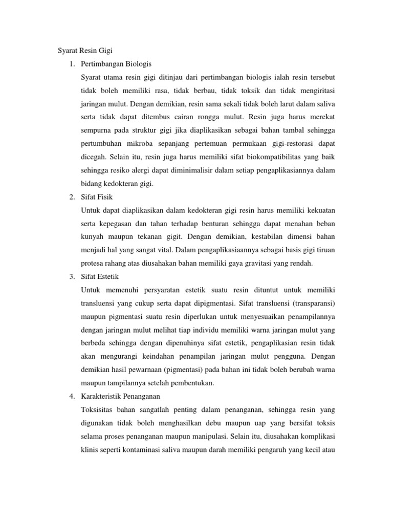 Syarat Dan Sifat Resin Akrilik | PDF
