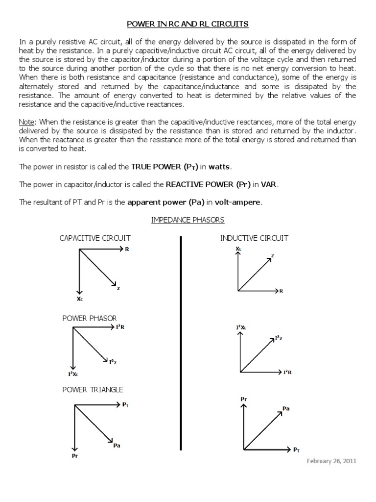 Power in RC and RL Circuits Explained | PDF | Ac Power | Capacitor