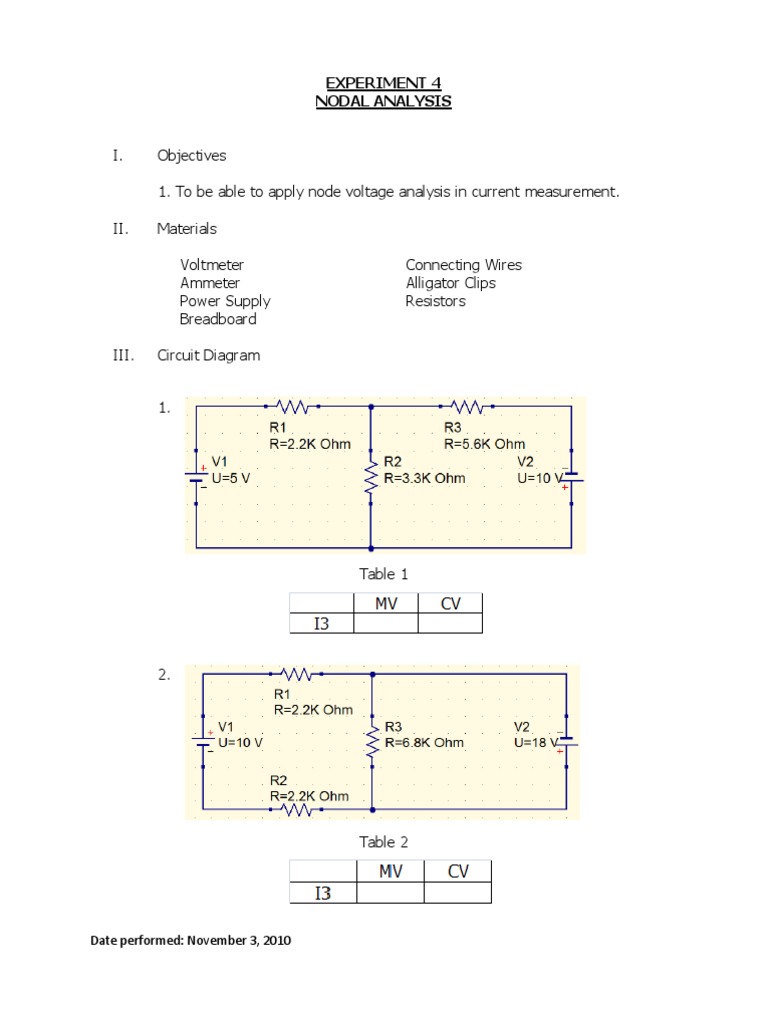 Experiment No.4 Nodal Analysis | PDF