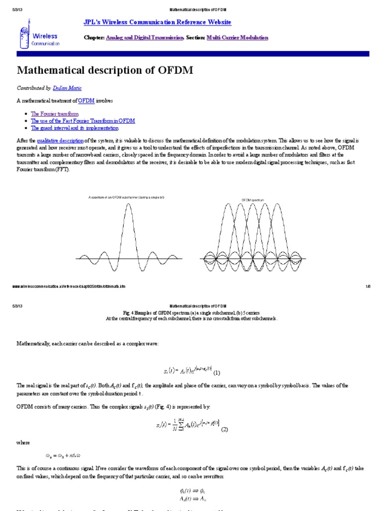 Mathematical Description of OFDM | PDF | Orthogonal Frequency Division ...