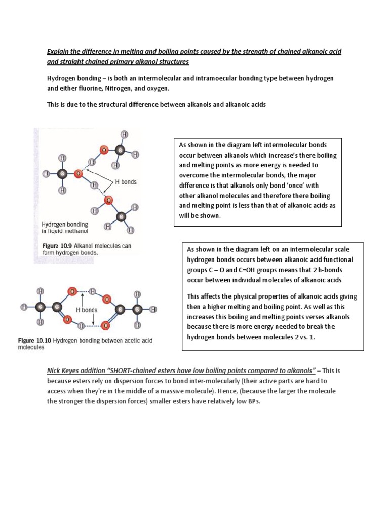 Explain The Difference in Melting and Boiling Points Caused by The ...