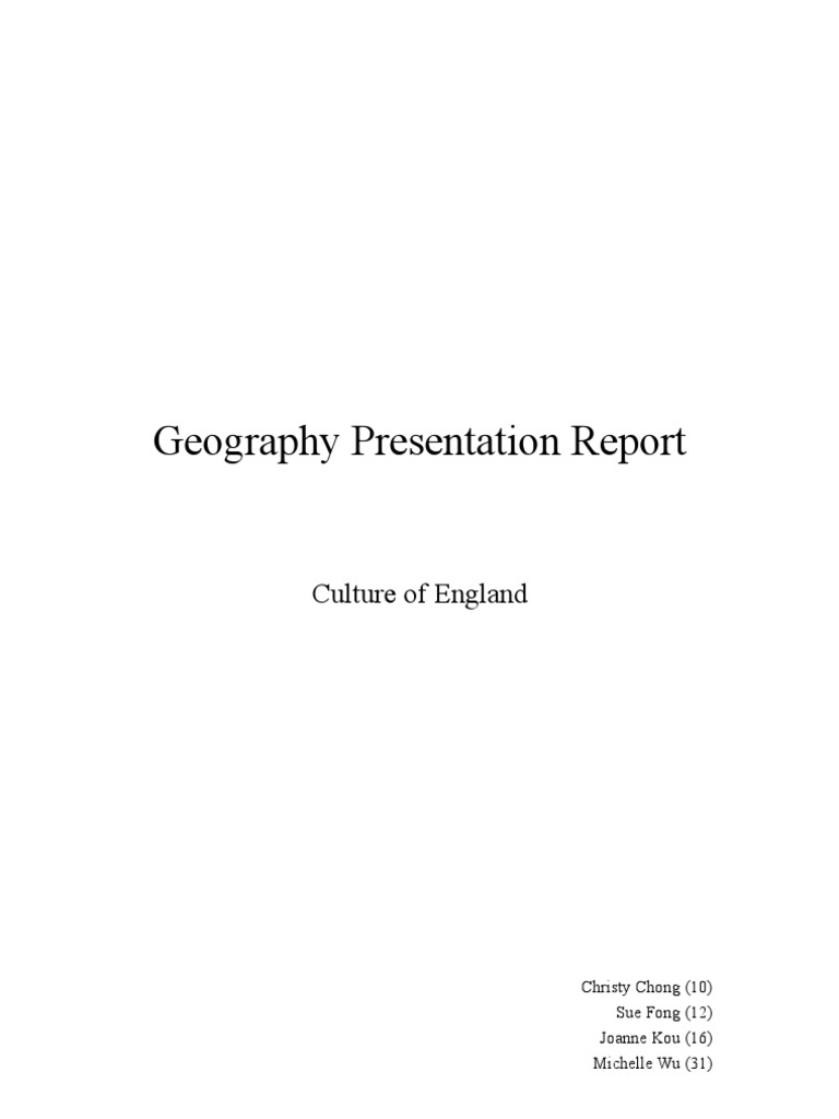Geog Report - Culture of England | PDF | Tea | Luck