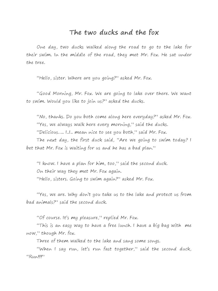 The Two Ducks and the Fox Fable | PDF