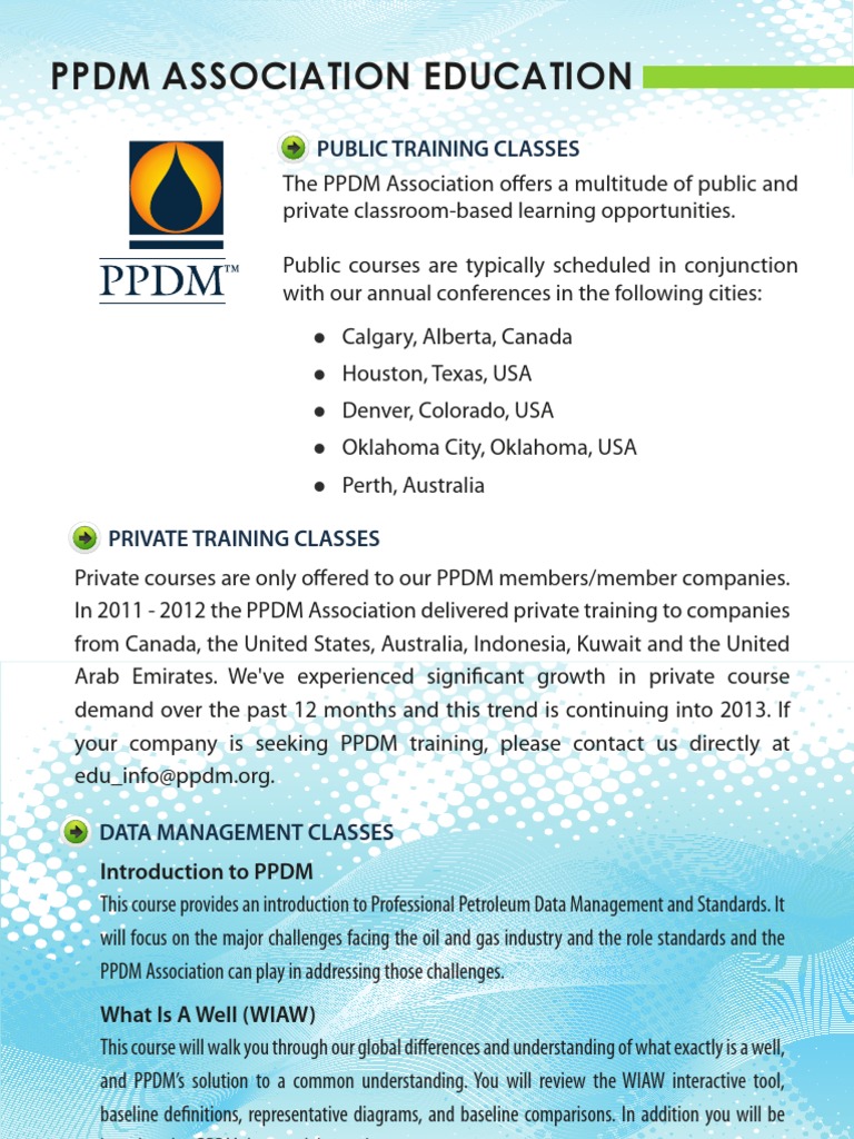 PPDM Education Brochure 2012 | PDF | Data Model | Data