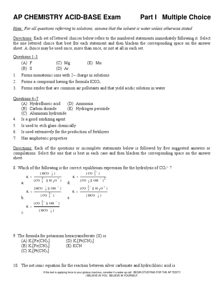 Acid Base Test | PDF | Acid | Ph