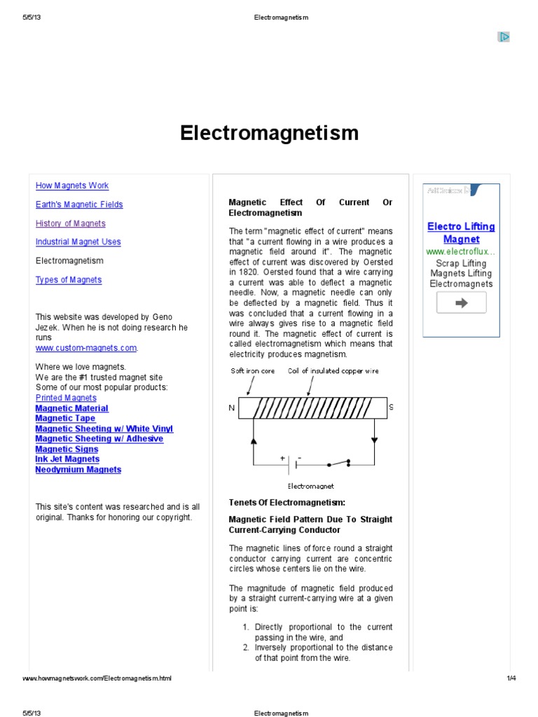 Electromagnetism PDF | PDF | Magnetic Field | Electrodynamics