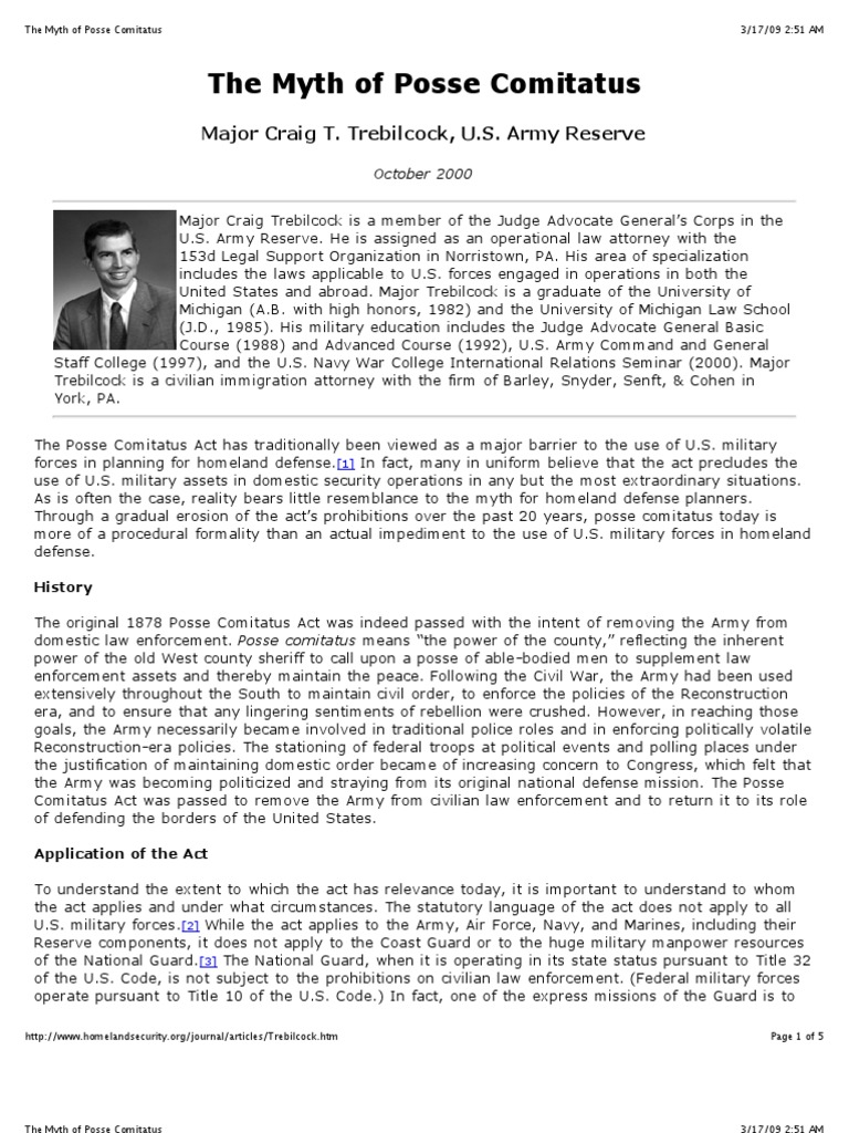 Understanding the Posse Comitatus Act | PDF | Counter Terrorism | Police