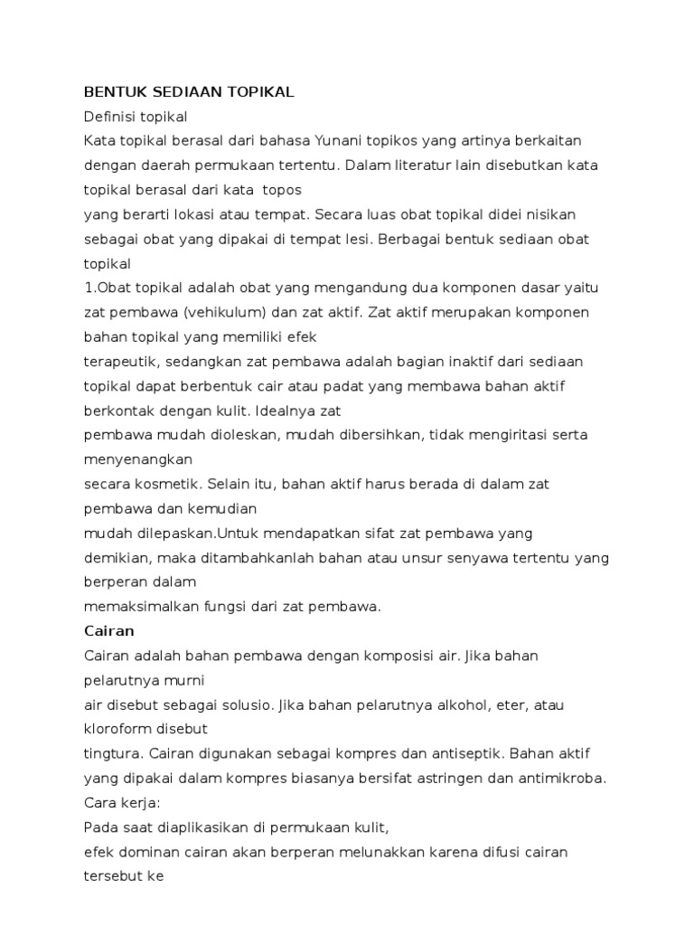 Jenis dan Definisi Sediaan Topikal | PDF