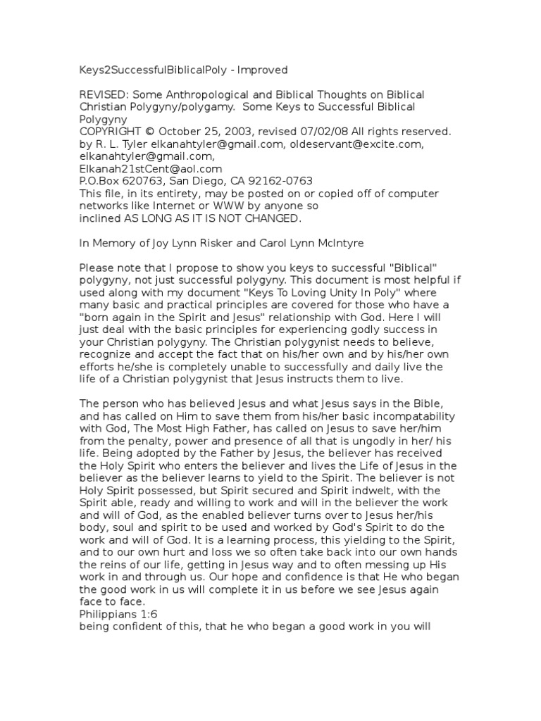 Successful Biblical Poly Gyn y 0708 | PDF | Sexual Intercourse ...