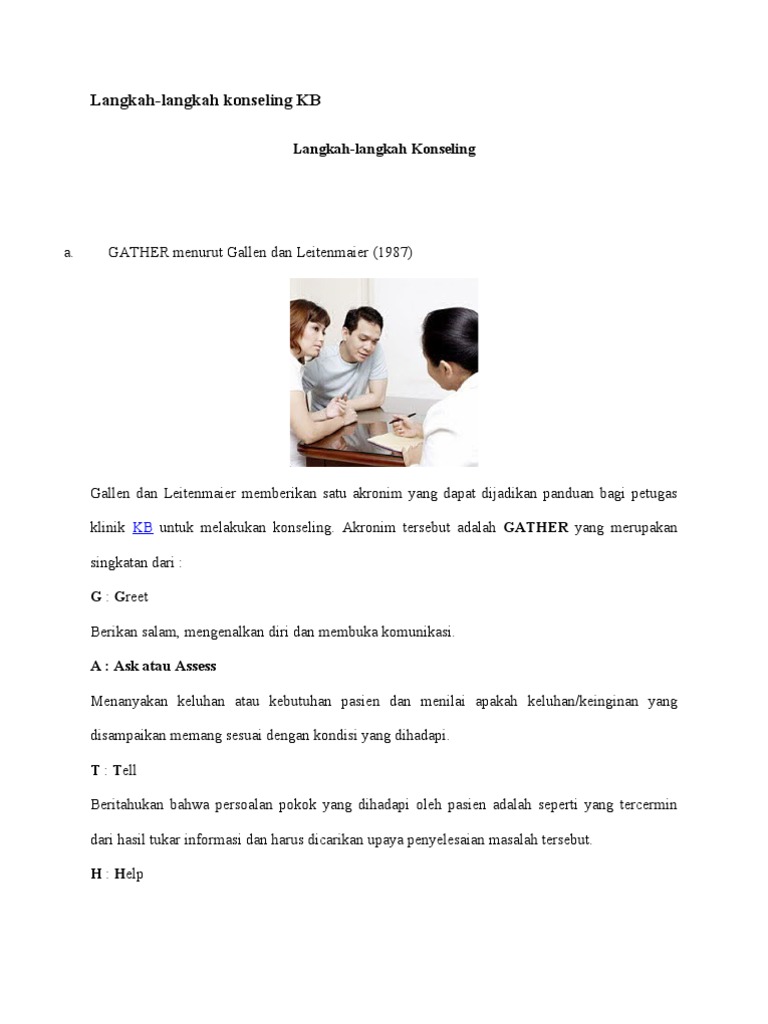 Langkah Langkah Konseling KB | PDF