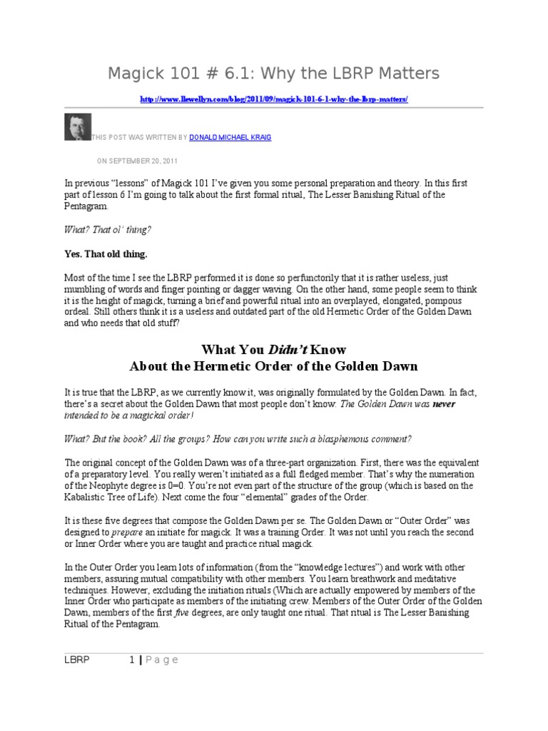 Why The LBRP Matters | PDF | Plane (Esotericism) | Magic (Paranormal)