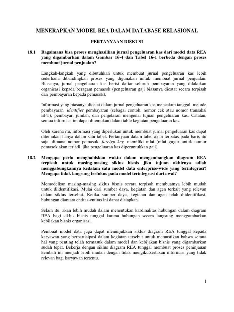 Implementing REA Model in A Relational Database | PDF
