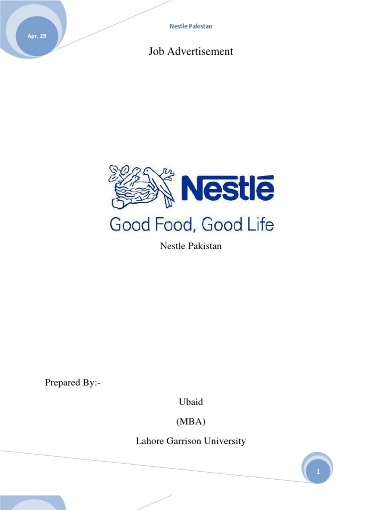 Senior Marketing Manager Position at Nestlé | PDF