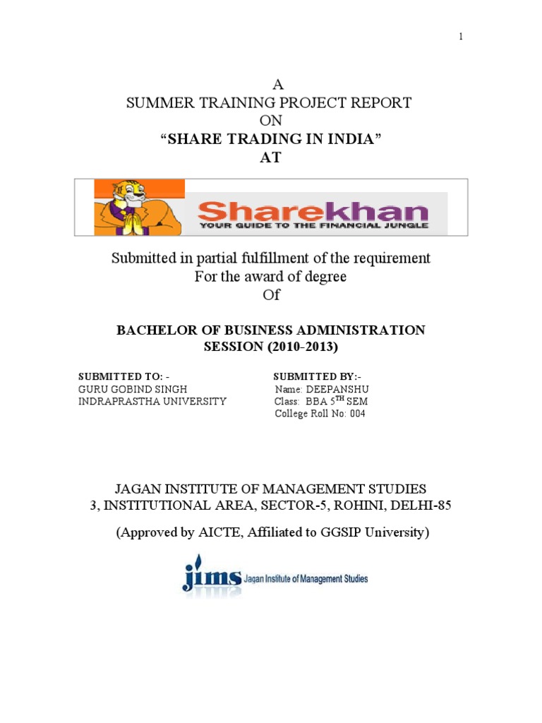 Deepanshu Project Sharekhan | PDF | Research Design | Investing Online