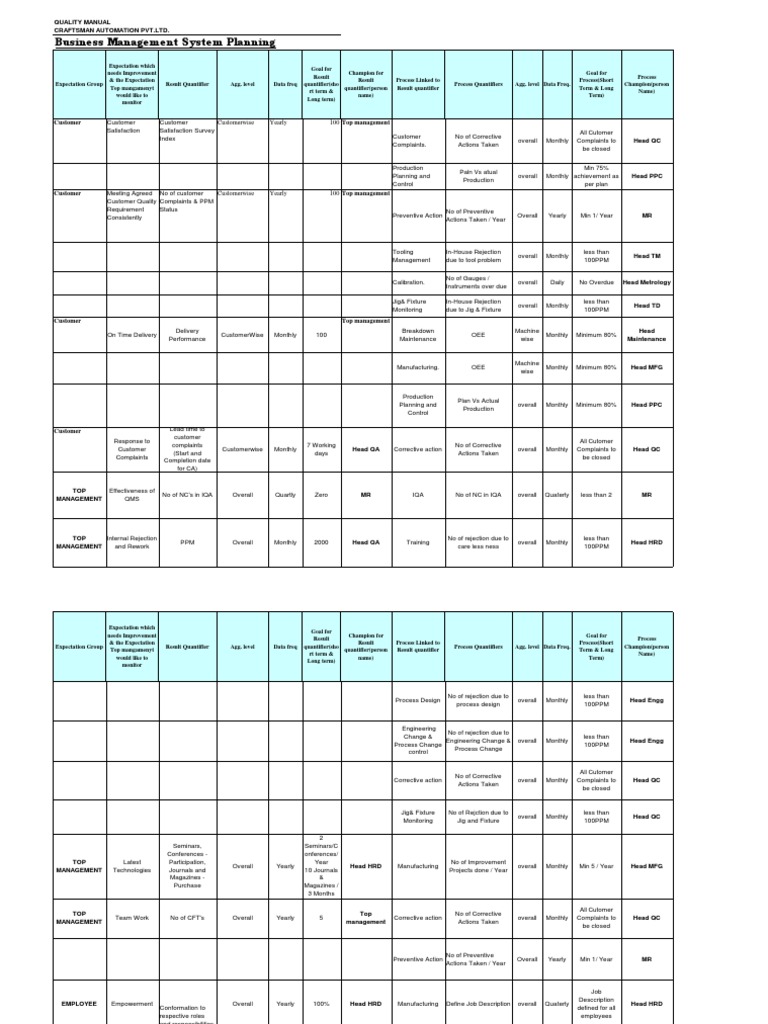 BMS control plan.xls | Accountability | Business
