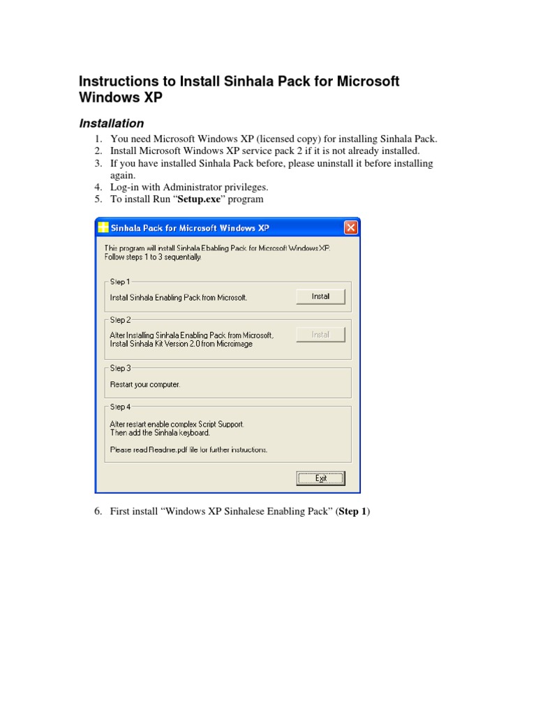 Instructions To Install Sinhala Pack For Microsoft Windows XP | PDF | Computer Keyboard | Icon ...