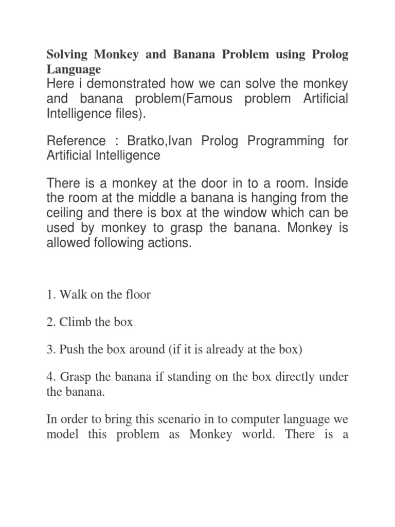 Monkey Banana Prob | PDF | Artificial Intelligence | Intelligence (AI ...