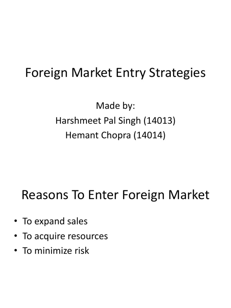 Foreign Market Entry Strategies Overview | PDF | Joint Venture ...