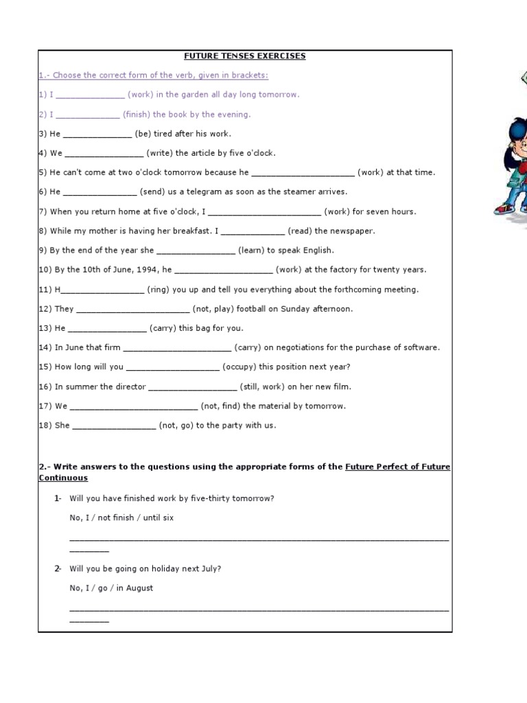 1º Bto Future Tenses Exercises | PDF | Perfect (Grammar)