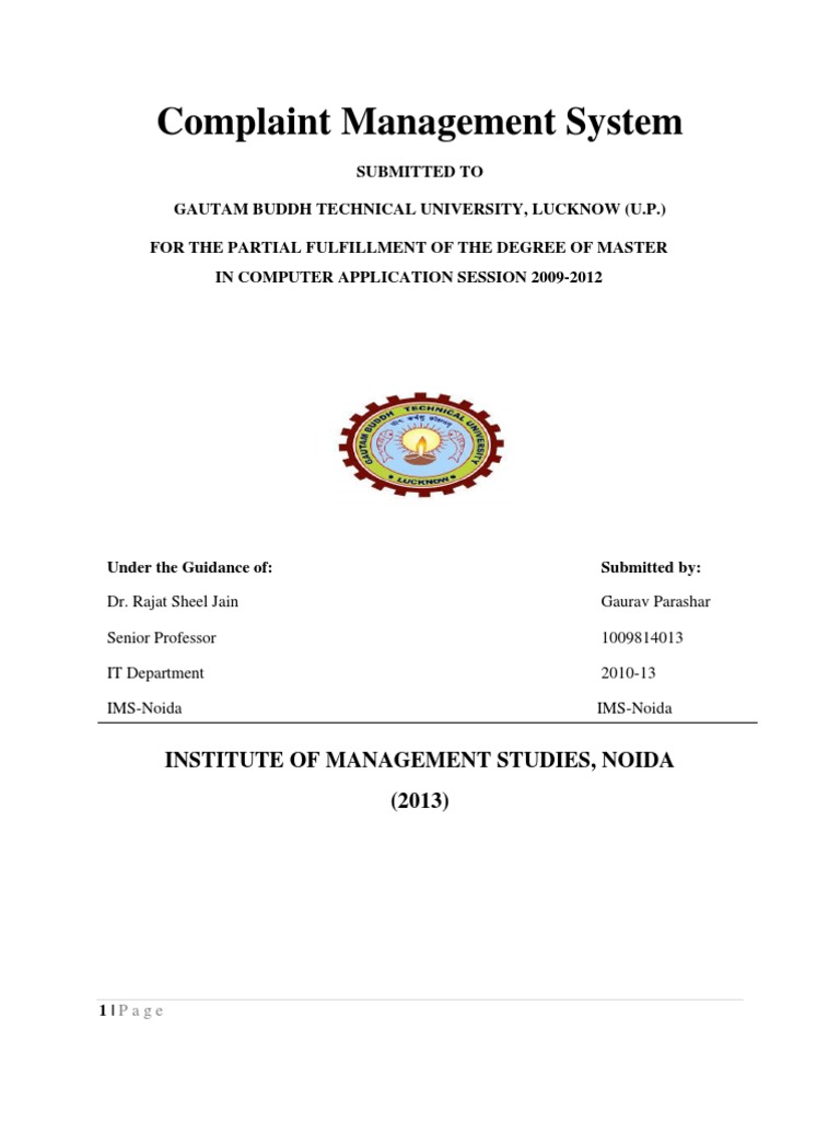 Complaint Management System | PDF | Integer (Computer Science ...