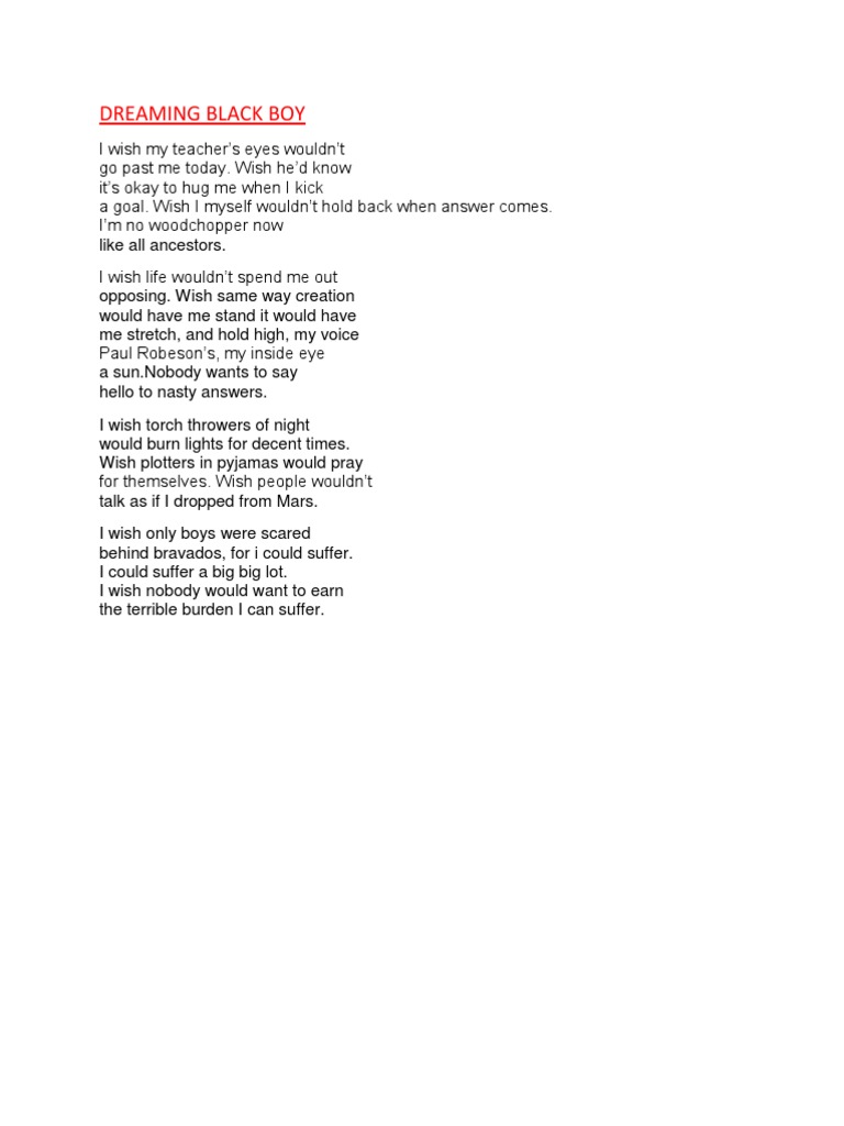Dreaming Black Boy | PDF | Poetry | Dream