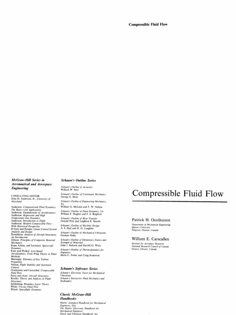 Compressible Fluid Flow by Oosthuizen | PDF | Compressible Flow ...