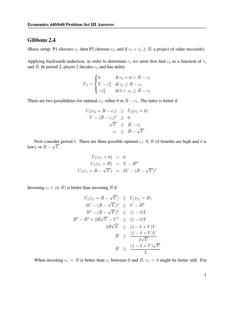 Econ 440640 Pset 3 Spr 2013 Answers Pdf Applied Mathematics Teaching Mathematics