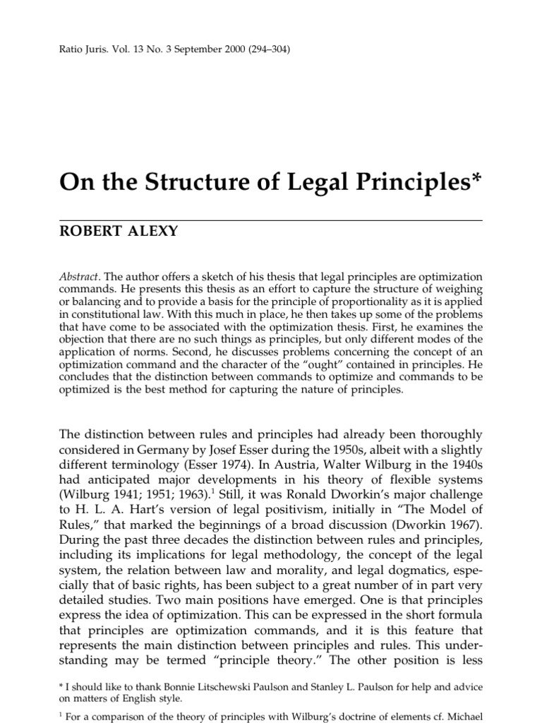 Robert Alexy - On The Structure of Legal Principles | PDF | Sentence ...