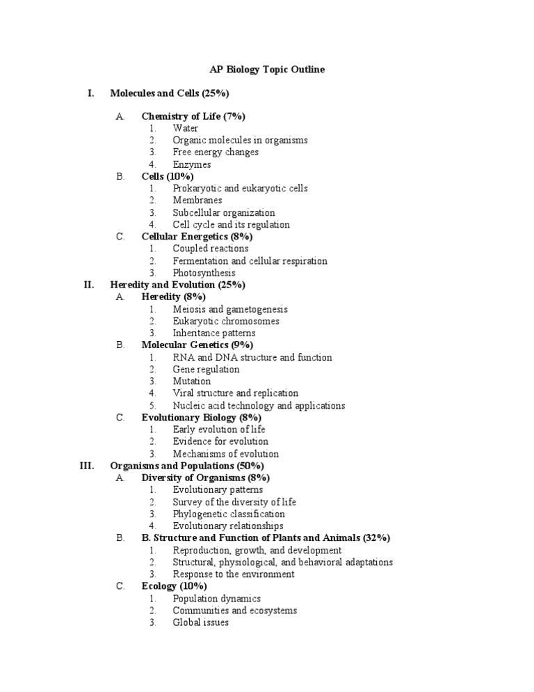 AP Biology Course Topic Breakdown | PDF
