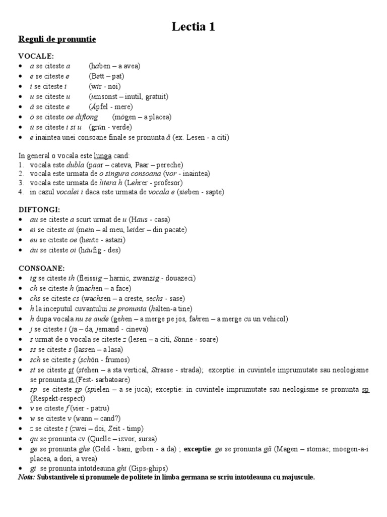 Lectii de Limba Germana | PDF