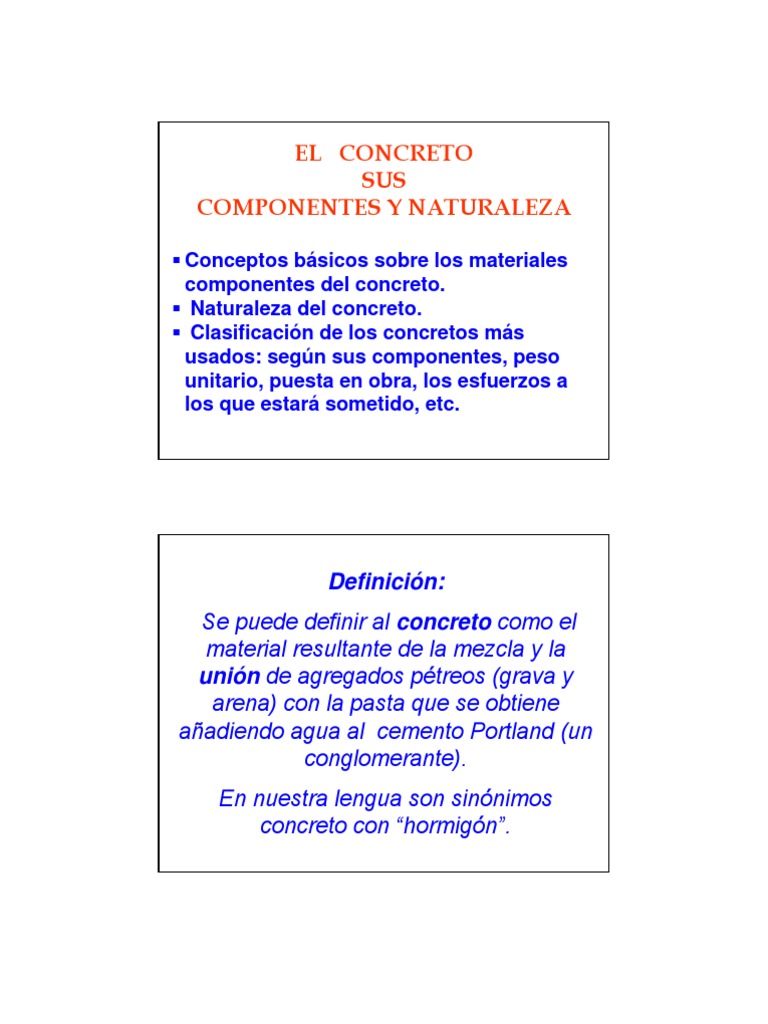 Componentes del concreto | PDF | Hormigón | Cemento