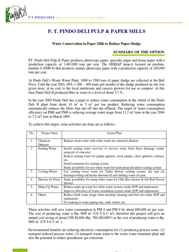 PT Pindo Deli - Water Conservation in Paper Mills to Reduce | Pulp ...