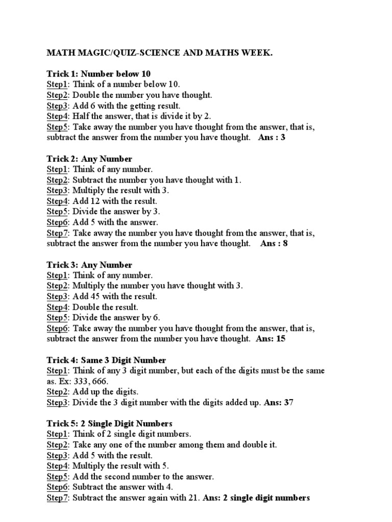 Math Magic | PDF | Multiplication | Arithmetic