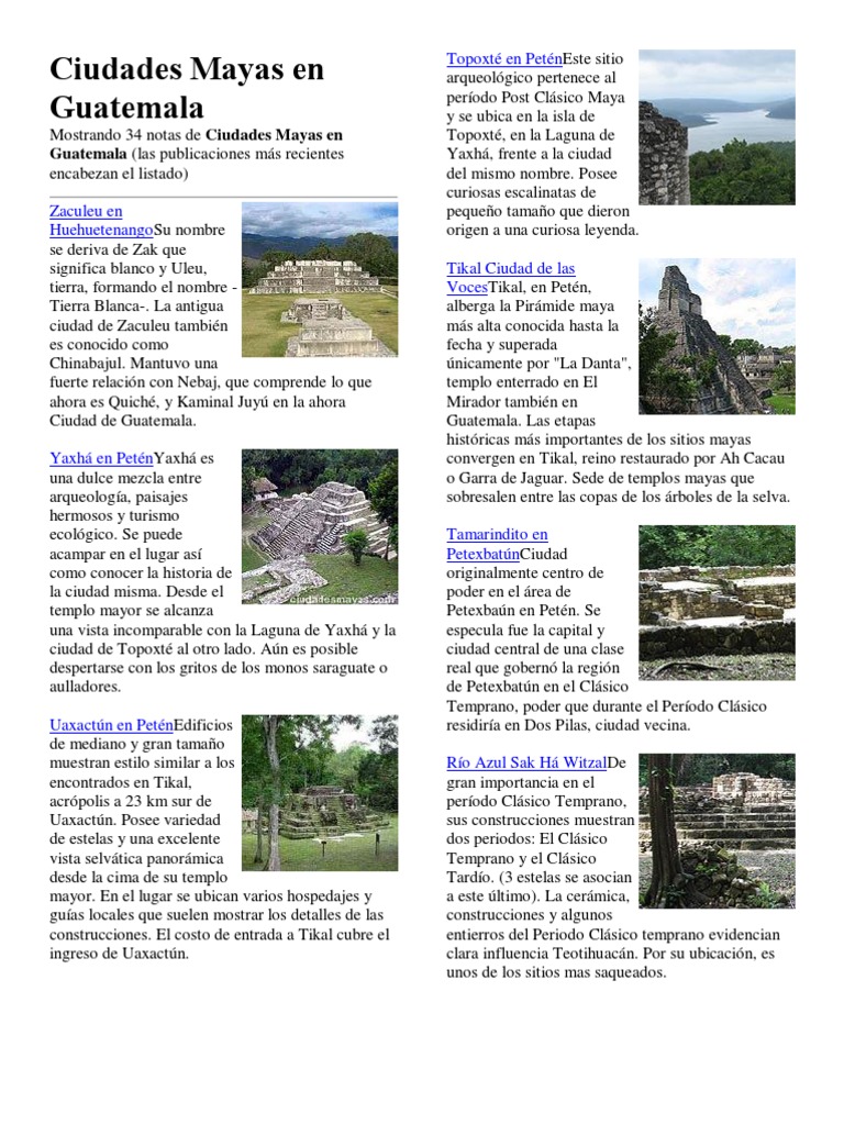 Ciudades Mayas de Guatemala | Civilización maya | Departamento de Petén