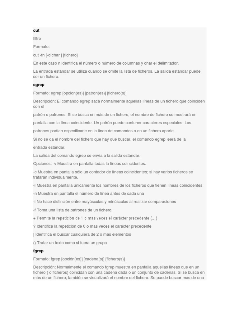 COMANDO Sort Cut Egrep | PDF | Archivo de computadora | Ingeniería Informática
