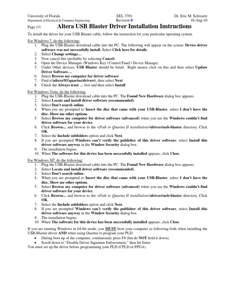 USB-Blaster Driver Install PDF | Download Free PDF | Device Driver ...