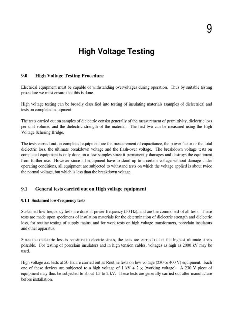 High Voltage Test Procedures | PDF | Insulator (Electricity ...