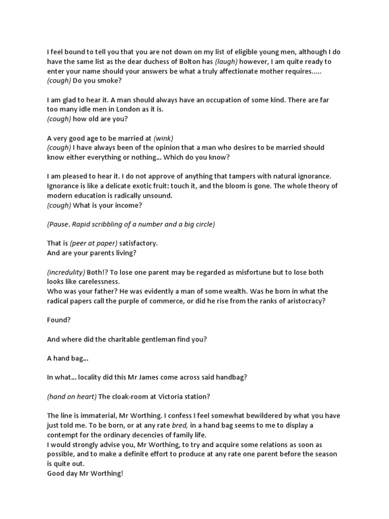 The Importance of Being Earnest | PDF