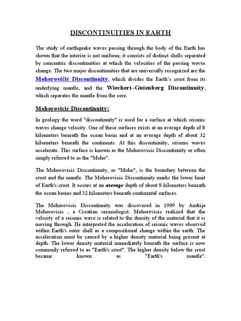 Discontinuities in Earth | Mantle (Geology) | Seismology