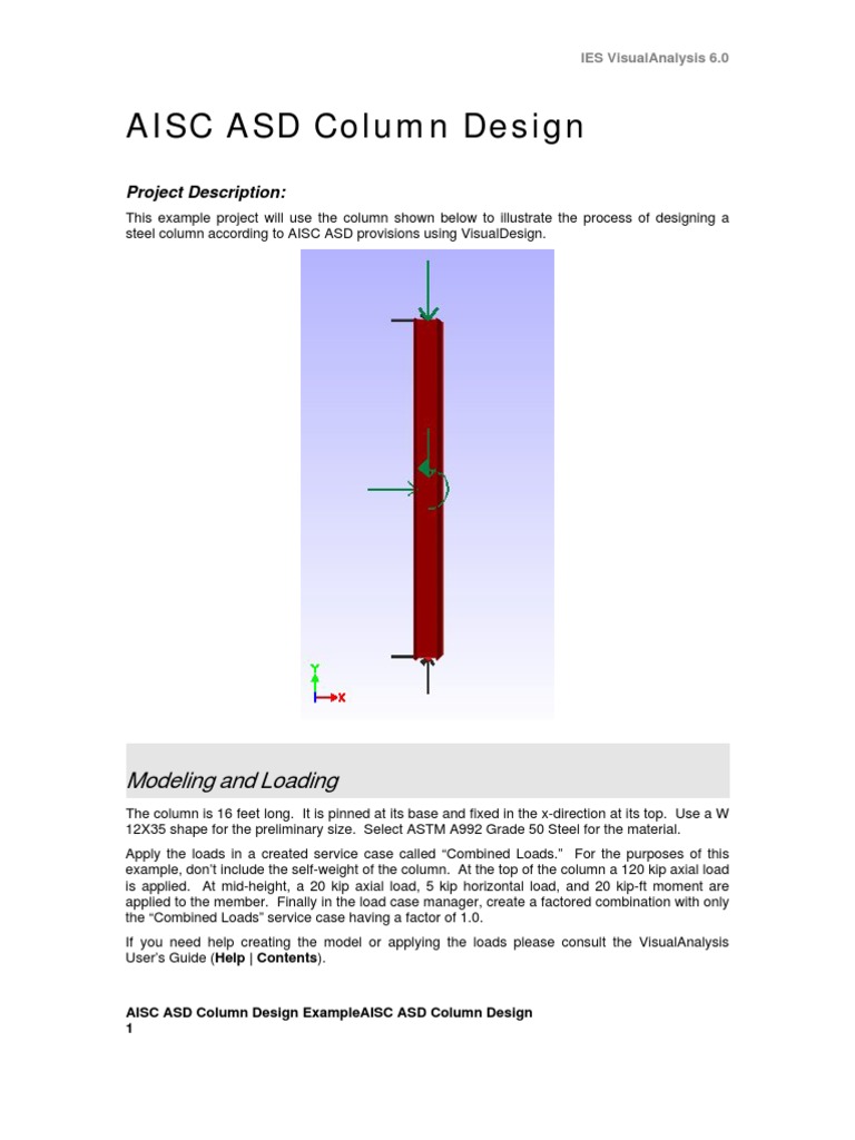 AISC ASD Column Design | Cartesian Coordinate System | Buckling